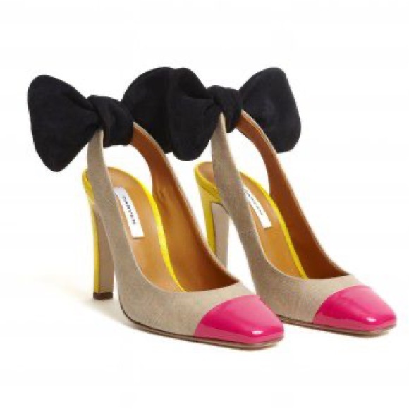 Carven | Shoes | New Carven Beige Linen Pink Patent Cap Black Removable ...